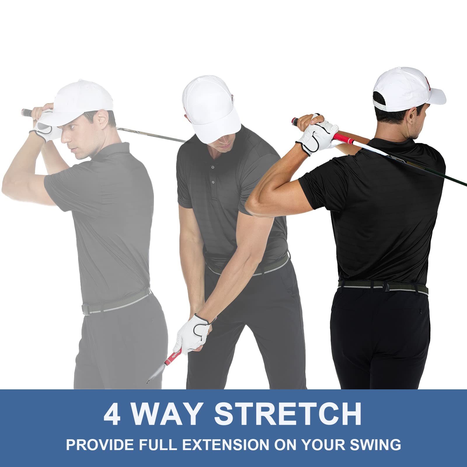 Mens Golf Polo Shirts Dry Fit Solid Collared Shirts Short Sleeve Performance Athletic Tennis T-Shirt Black M