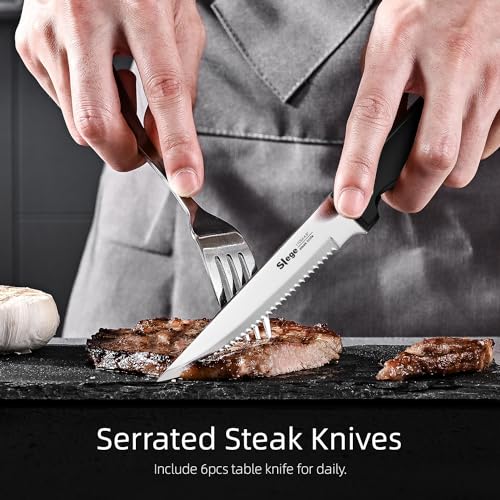 Knife Set, Slege 18-Piece Knife Sets for Kitchen with Block