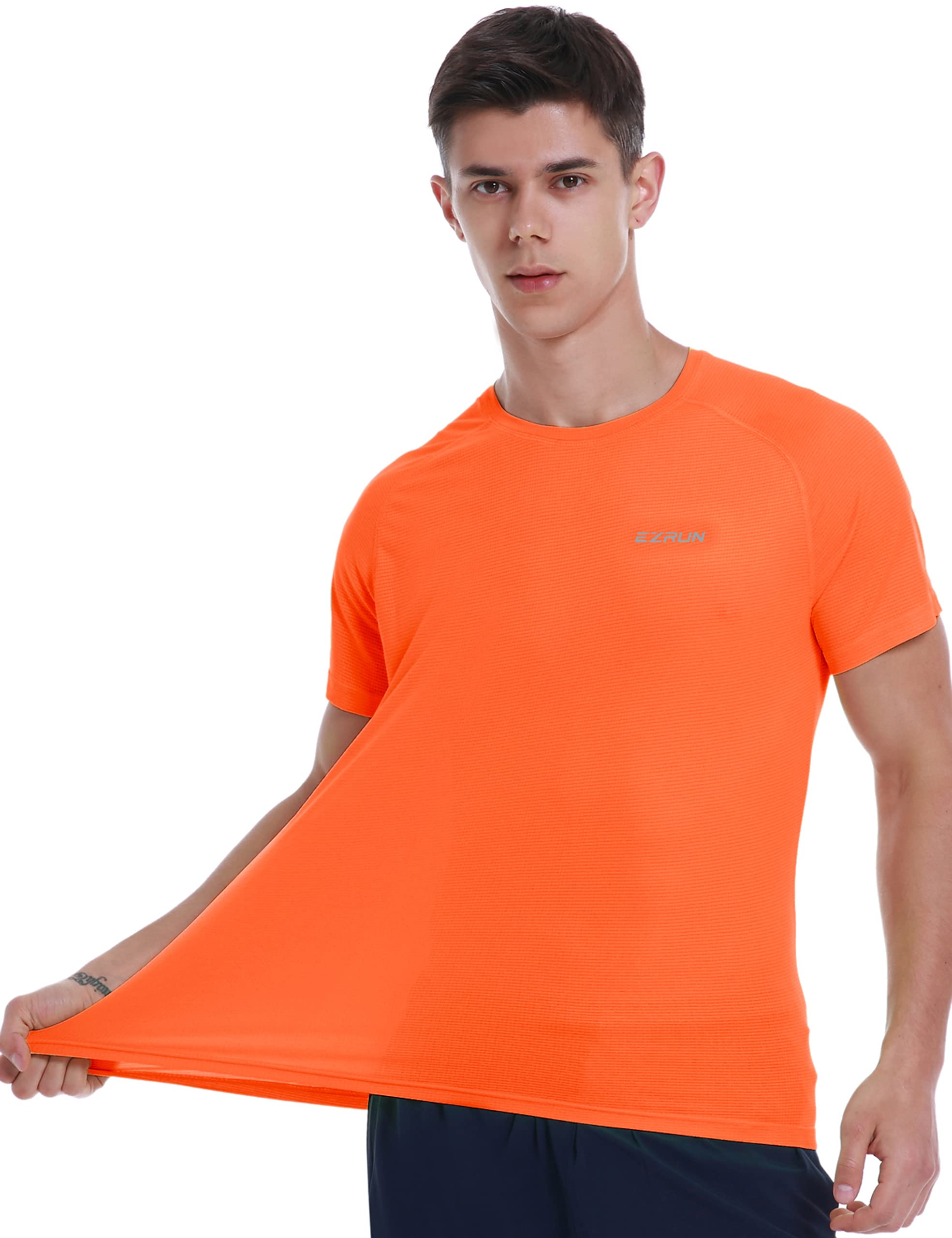 Men's Dry Fit Moisture Wicking Athletic T-Shirt Short Sleeve Workout Running Shirts for Men (Orange,4XL)