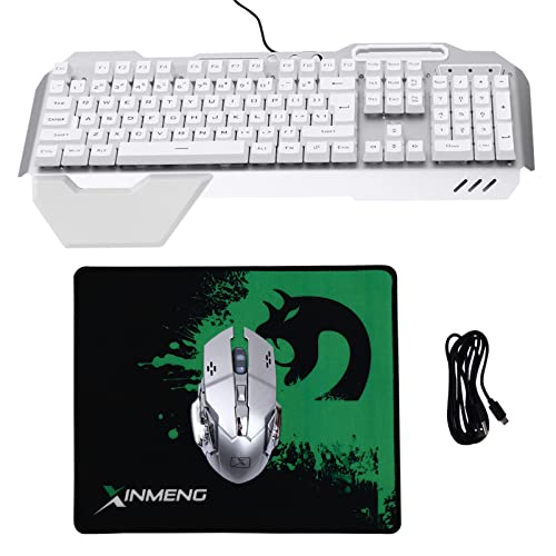 SOLUSTRE Rechargeable Keyboard and Wired Gaming Keyboard and Mouse Combo RGB Backlit Gaming Set Led Rainbow Backlit Keyboard Mouse Combo 2.