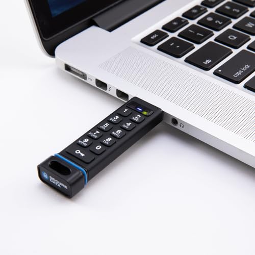 SecureData SecureUSB KP 8GB Hardware Encrypted USB 3.0 Flash Drive FIPS 140-2 Level 3 Unlock via Keypad TAA Compliant, CJIS, HIPAA, CMMC, GDPR Compliant, Works with Mac and Win Free AV