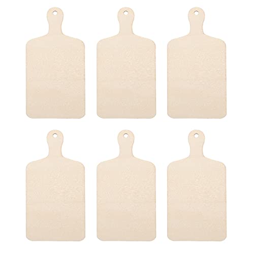 Operitacx 6Pcs Mini Wooden Cutting Board Craft with Handle Wooden Chopping Board Small Serving Board Rustic Paddle Kitchen Board Cooking Butcher Block for Home Kitchen Decor 4.5x2.36inch