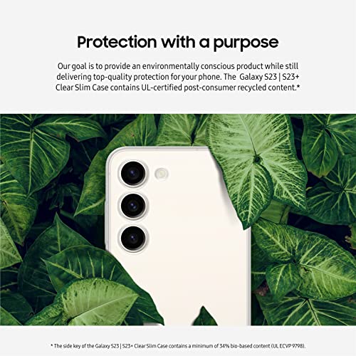 SAMSUNG Galaxy S23 Clear Slim Phone Case, Protective Cover w/Glossy, Thin Design, Protects from Drops and Scratches, Premium, Durable Material, US Version, EF-QS911CTEGUS, Transparent