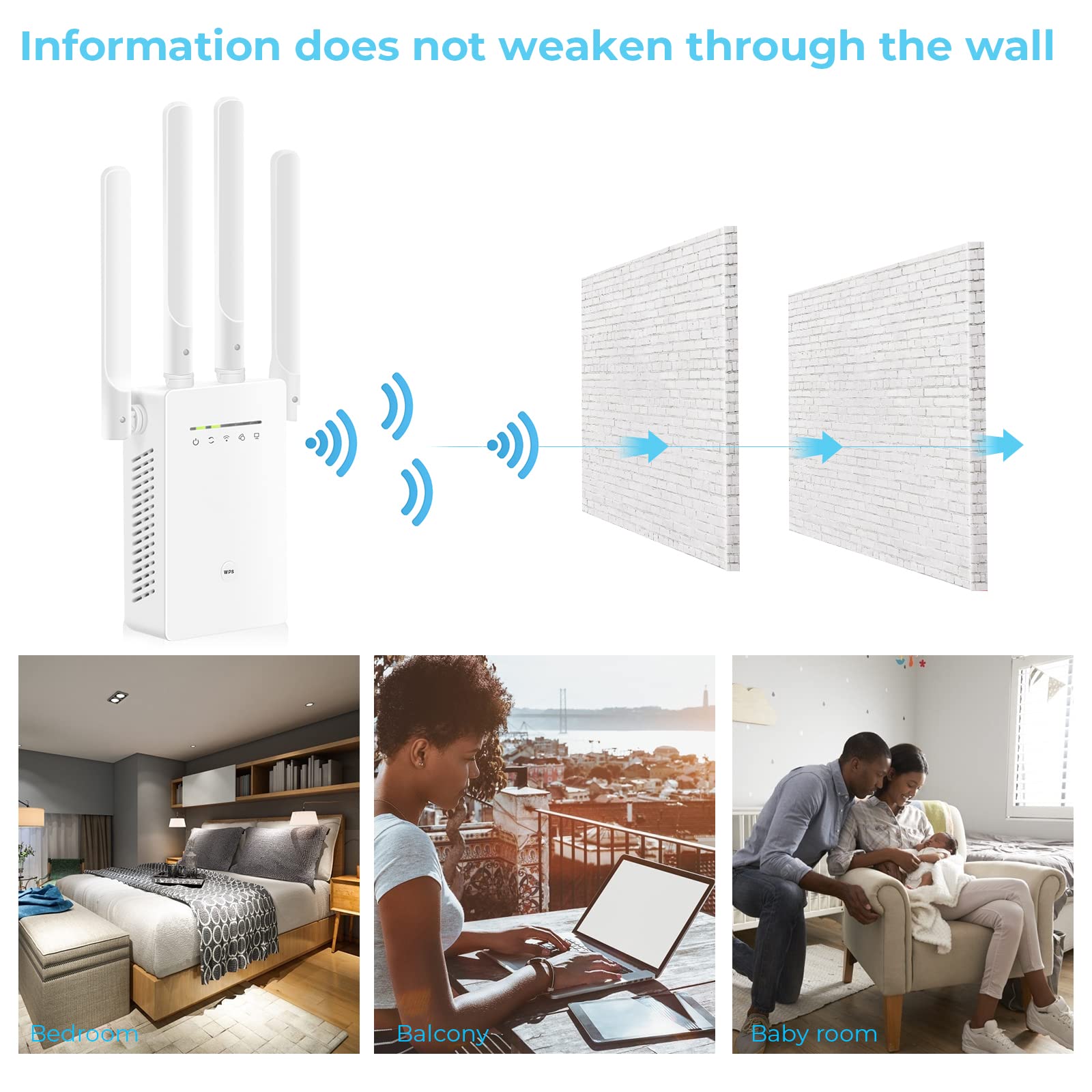 WiFi Range Extender Signal Booster,360 Full Coverage of 7500sq.ft and 45 Devices, Internet Booster for Home, Wireless Internet Repeater and Signal Amplifier, 5 Modes,1-Tap Setup