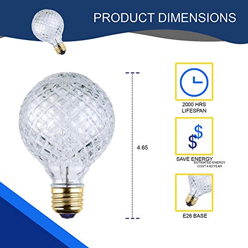 LABORATE LIGHTING, Halogen Light Bulbs, Decorative Light Bulbs, Cut Glass, Outdoor/Indoor Vanity Light Bulb, 40 Watt Halogen Bulb, Completely Dimmable, Pack of 6.