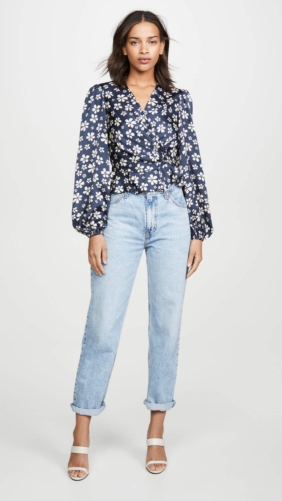 Jill Jill Stuart Women's Wrap Top Marianne Print, Marine, 10