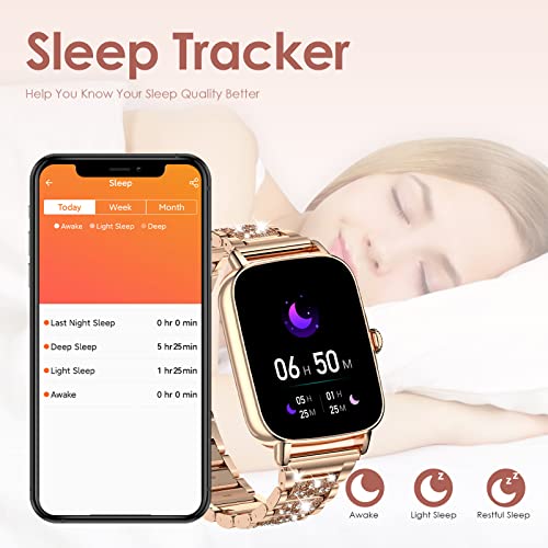 Smart Watch for Women Bluetooth Dial Call Speaker Fitness Tracker with Heart Rate Monitor Sleep Tracker Pedometer Smartwatch 1.69" HD Full Touch Screen Activity Tracker Watch for iPhone Android