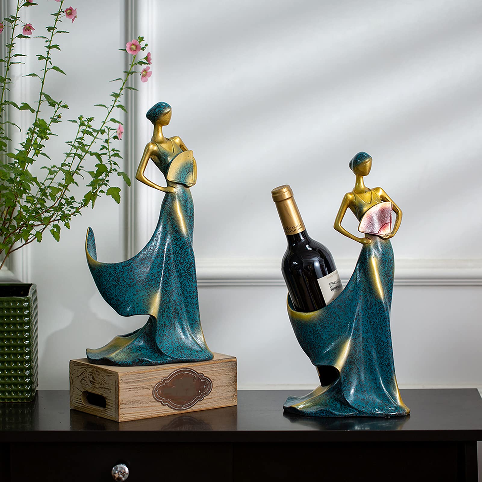 NUPTIO Wine Racks Countertop Gift: Wine Bottle Holder Resin Red Wine Rack Women Sculpture Display Wine Stand Shelf for Home Kitchen Wine Lovers Gifts Wine Accessories for Wine Lovers Bar Decor