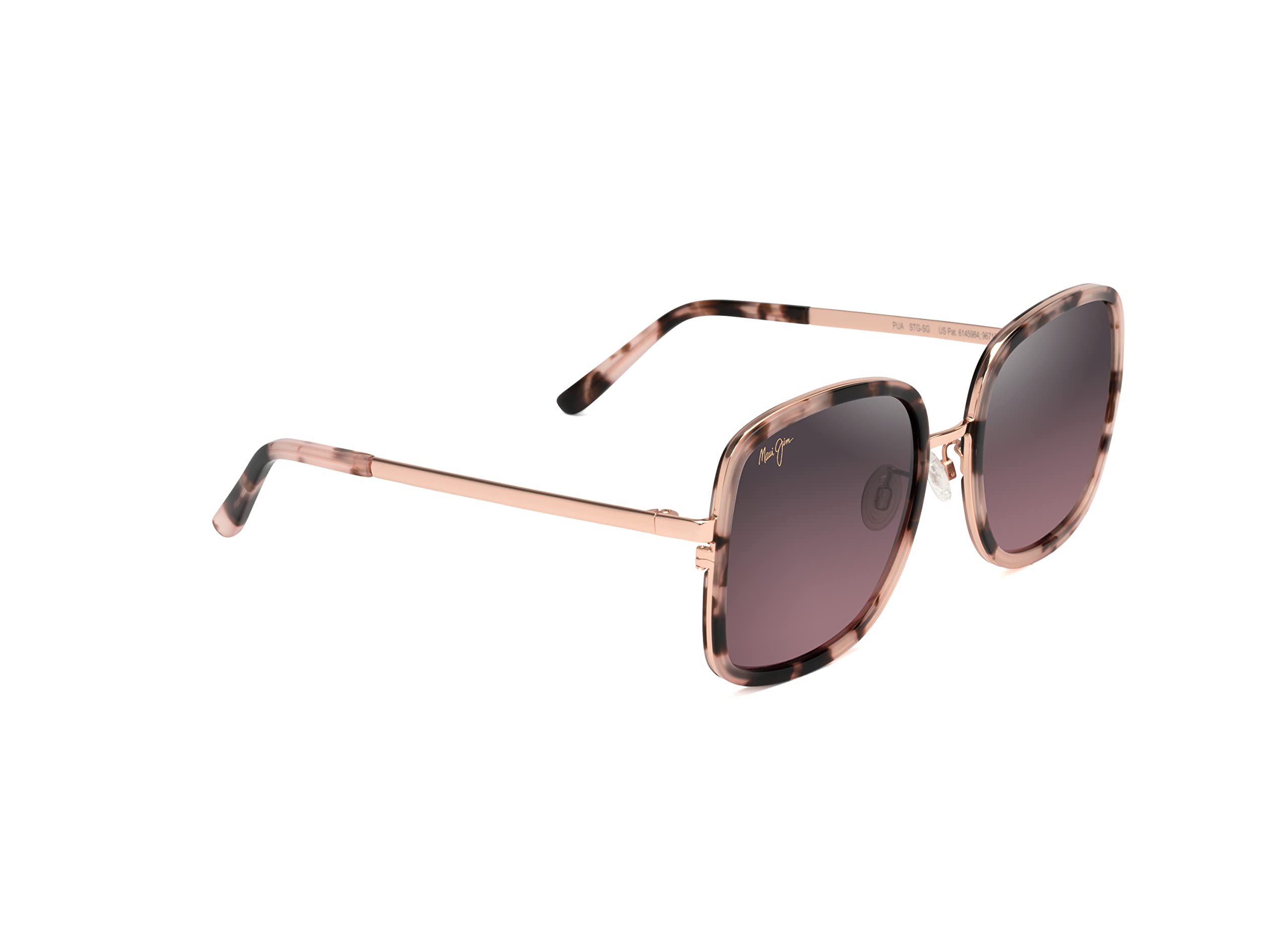 Maui Jim Men's and Women's Pua Polarized Fashion Sunglasses, Pink Tortoise w/Rose Gold/Maui RoseĀ®, Medium