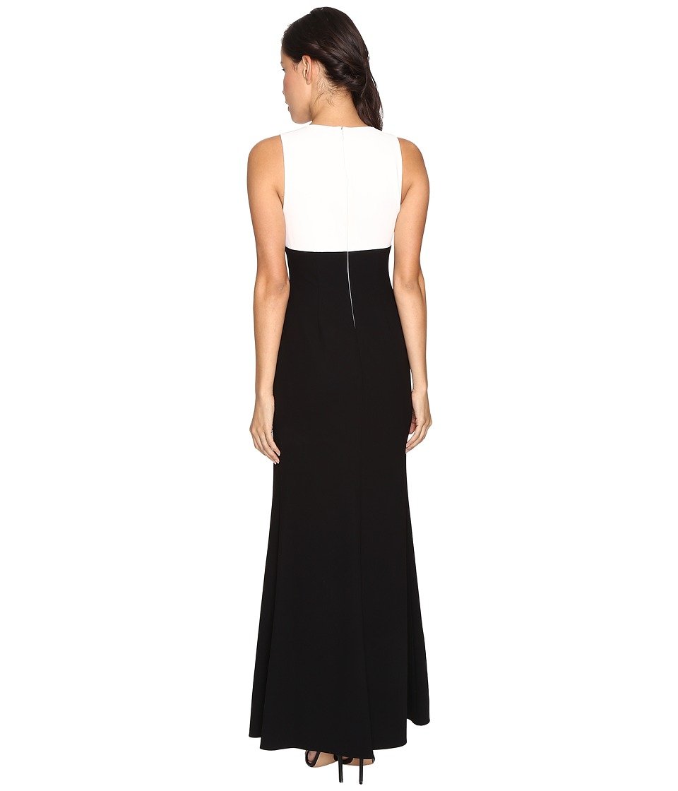 Jill Jill Stuart Women's Deep V Neck Elastane Gown, Off/White/Black, 2