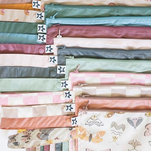 Tiny Twinkle Mess-proof Wet Bags 2 Pack Waterproof and Washable Bag for Travel storage, Stroller, Daycare, Baby Diapers, Yoga, Beach, Pool, Wet Toddler Swimsuits (Slate, Olive)
