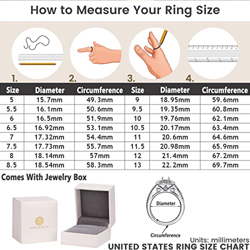Newshe Wedding Rings for Women Engagement Ring Set 925 Sterling Silver 1.3ct Pear White Cz Size 5-10 (Pear Shape, 11)