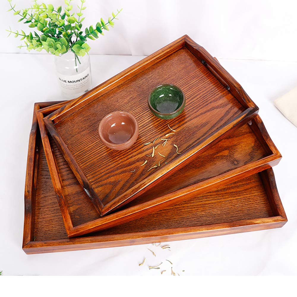 OLDMANSHOP Bamboo Wood Serving Tray with Holders, Multipurpose Portable Breakfast Tray Laptop Bed Tray for Eating, Reading, Working