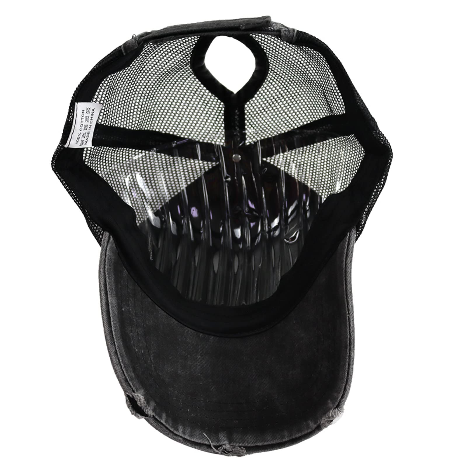OASCUVER Women's Mama Bear Hat Messy High Buns Ponytail Adjustable Mesh Trucker Baseball Cap Black