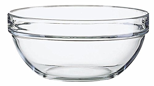 Luminarc Stackable Glass Bowls Set with White Lids, STD, Clear
