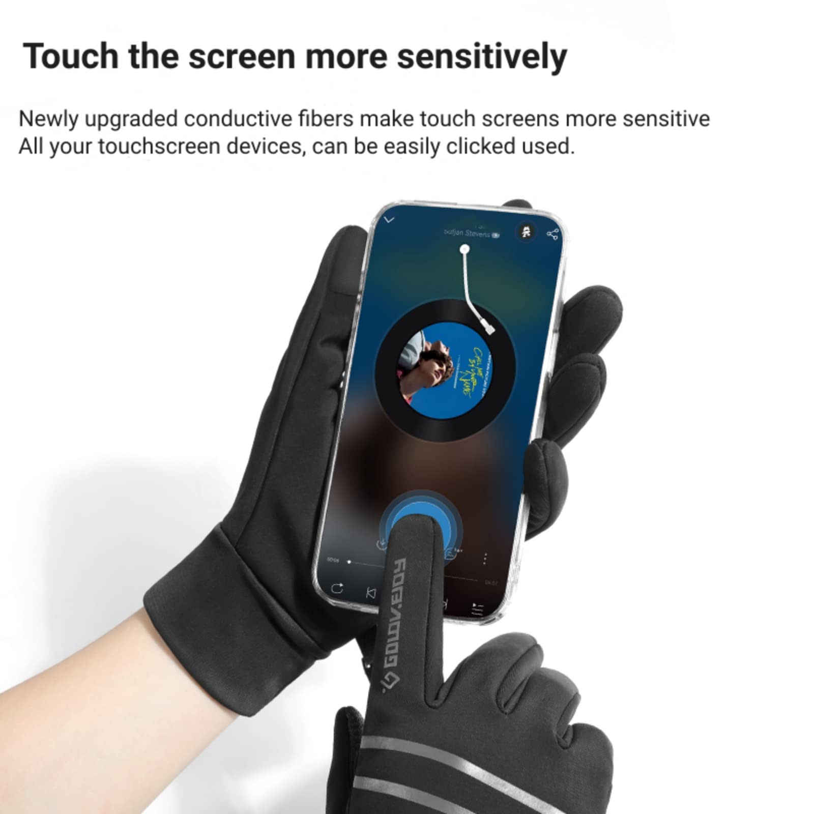 O-Fan Lightweight Running Gloves, Flexible Touchscreen Winter Gloves Liners for Men Women - Thin Cold Weather Warm Gloves for Driving Cycling & Sporting (Medium)