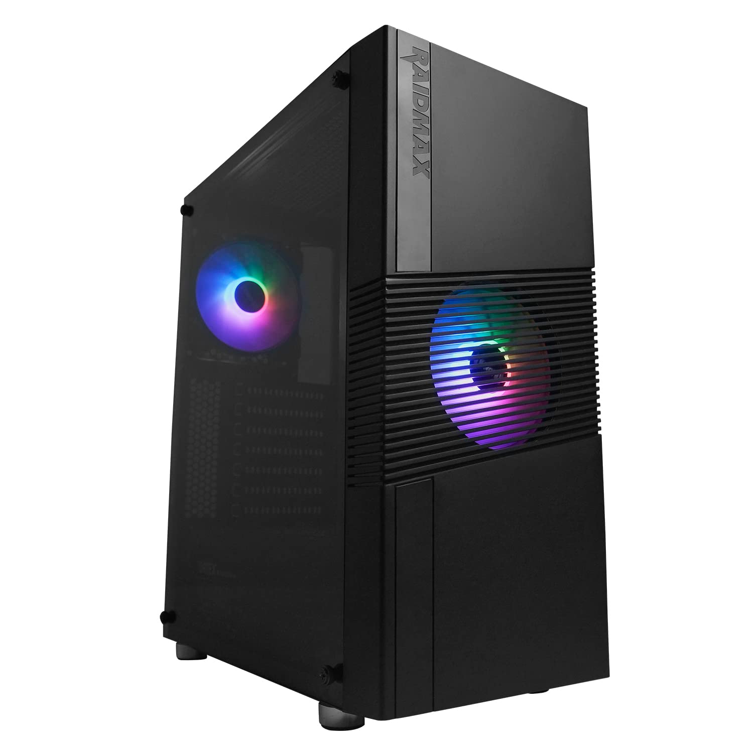 Raidmax Meshian X Seies Mesh Front Intake High Airflow Design, Pre-installed 4X 140mm ARGB and 1x 120mm ARGB Fans, Tempered Glass, Support 4090 GPU and 360mm Water Cooler (H704, Black)