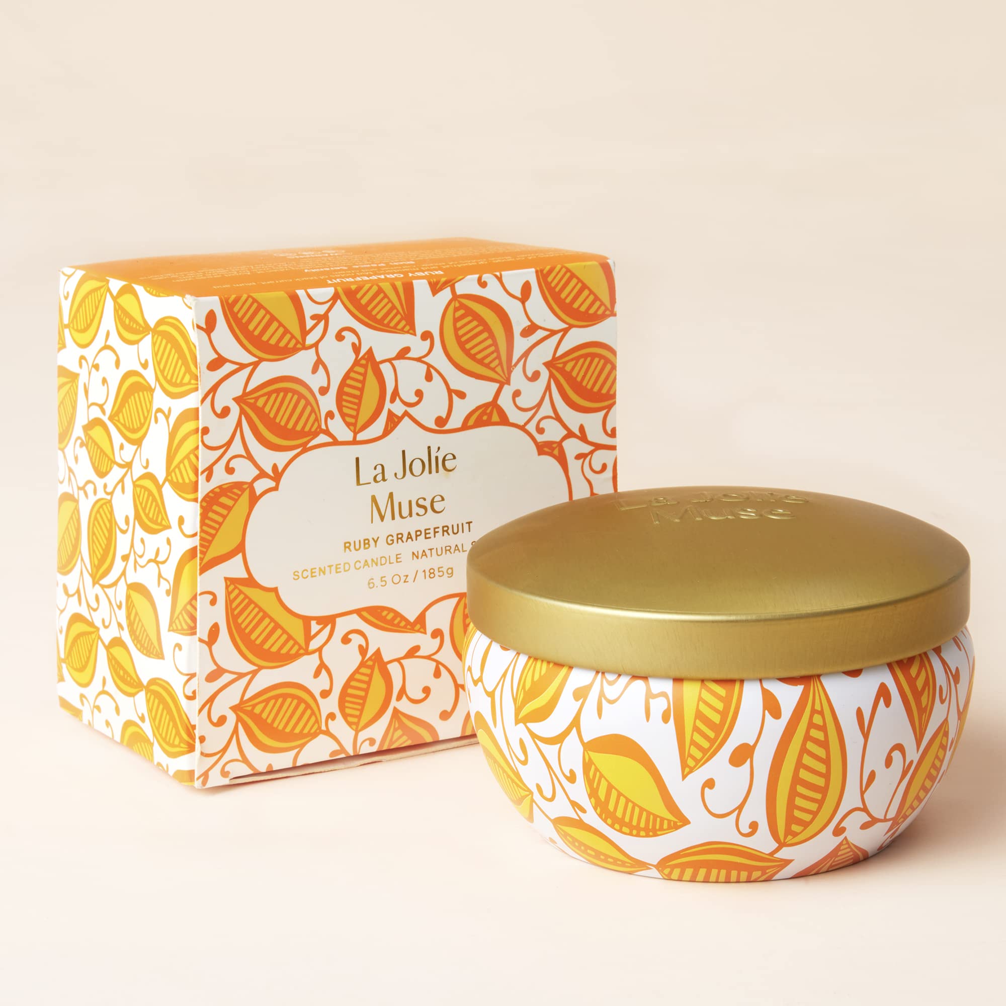 LA JOLIE MUSE Tobacco Vanilla Candle, 6.5Oz Natural Soy Aromatherapy Candle Gifts, Small Scented Candles for Men, Long Burning Time