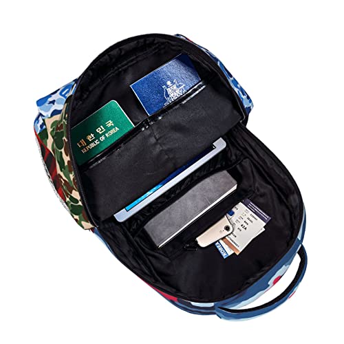 Vkaxopt Backpack Shark Teeth Camo Backpacks Travel Laptop Daypack Big Capacity Bookbag Fashion Durable Back Pack for Men and Women-MultipleColour
