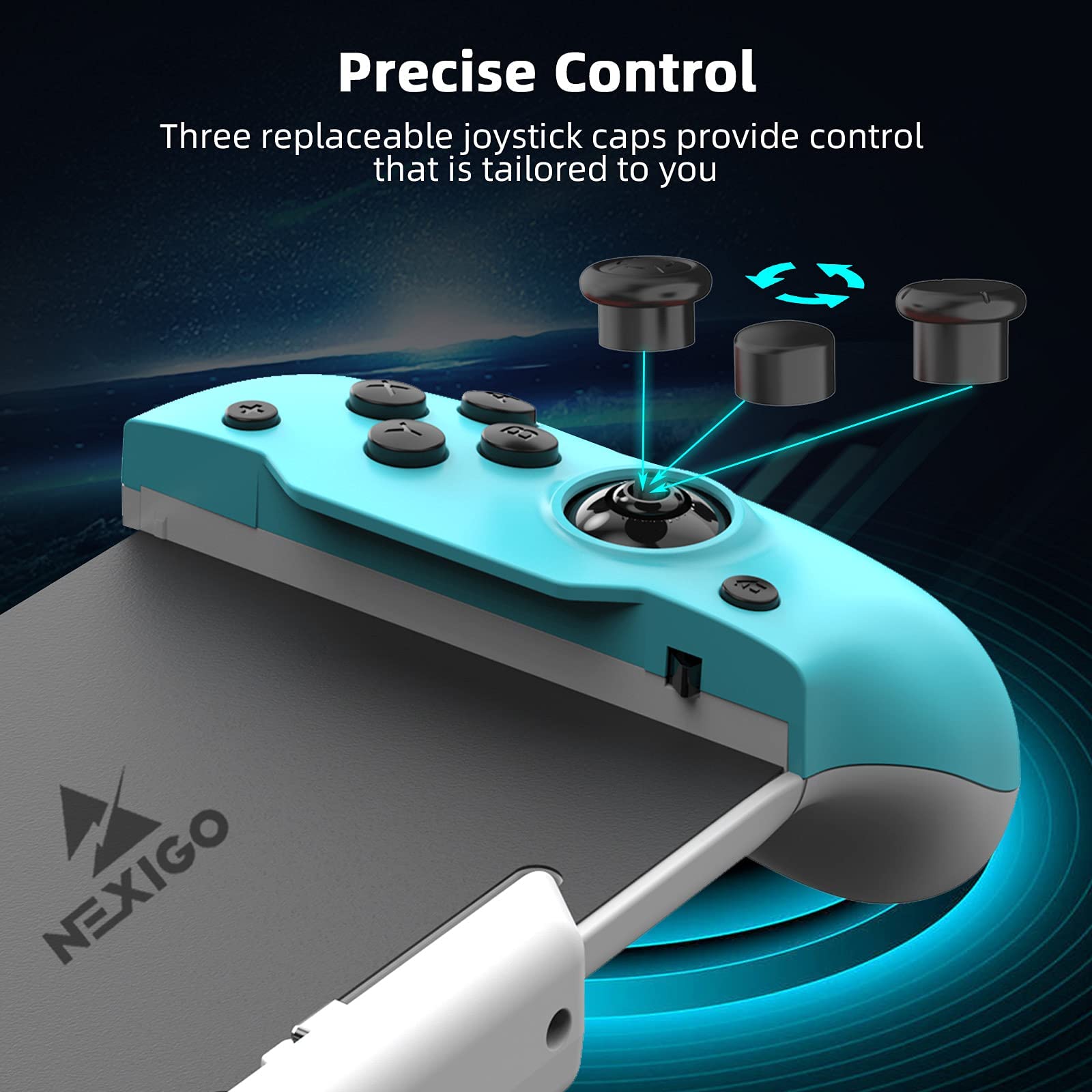 NexiGo Switch Accessories Holiday Bundle, Ergonomic Controller (Green & Blue) for Nintendo Switch with 6-Axis Gyro, Dual Motor Vibration, Game Storage Case with 10 Game Card Holders
