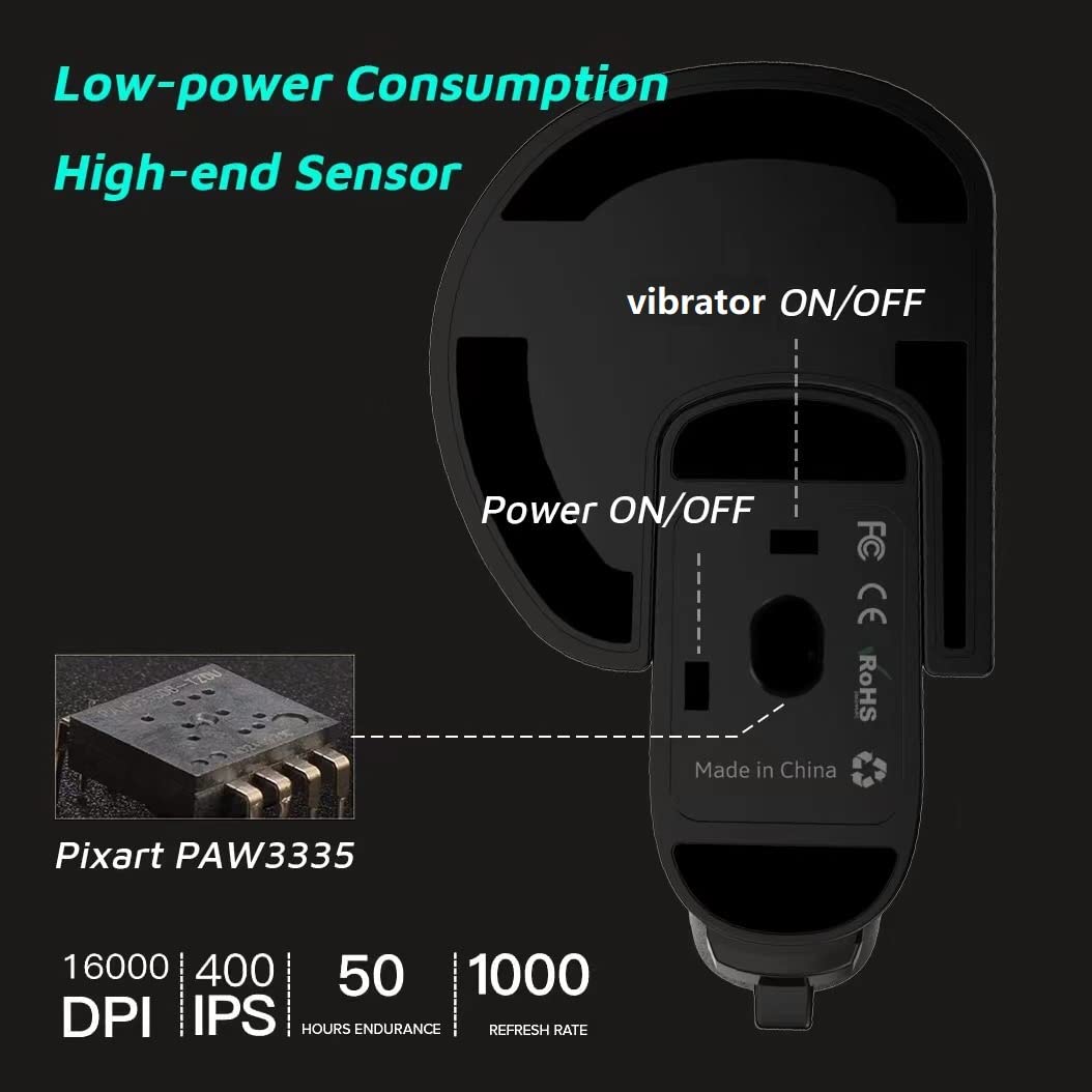 RAGNOK Shooting Gaming Mouse for FPS and TPS Games - Vertical Grip Mouse/Trigger Style Silent Buttons - Rechargeable Mouse 16000 DPI for PC, Computer, Desktop, Laptop,
