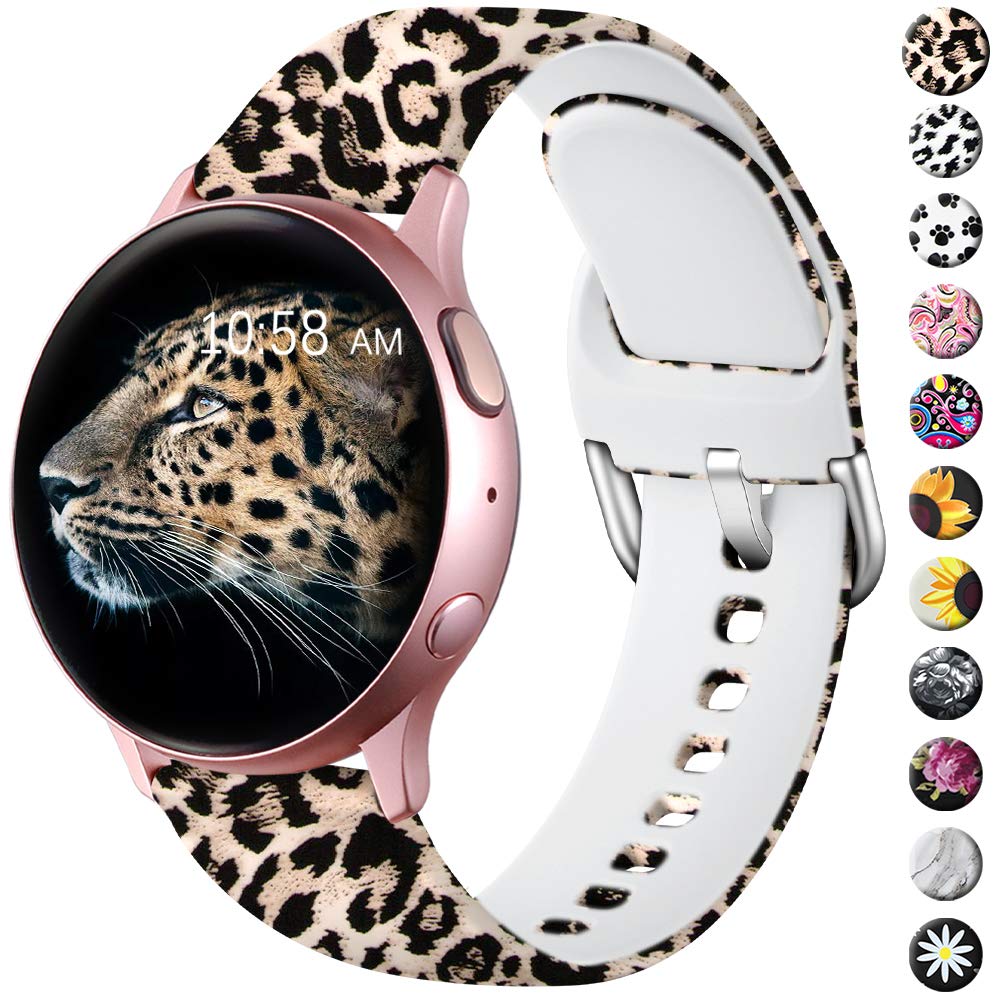 LEOMARON Bands for Samsung Galaxy Watch Active/Active 2 Bands 40mm 44mm/Galaxy Watch 42mm, 20mm Pattern Printed Fadeless Replacement Wristband for Galaxy Gear S2 Classic/Gear Sport Women, Men Leopard