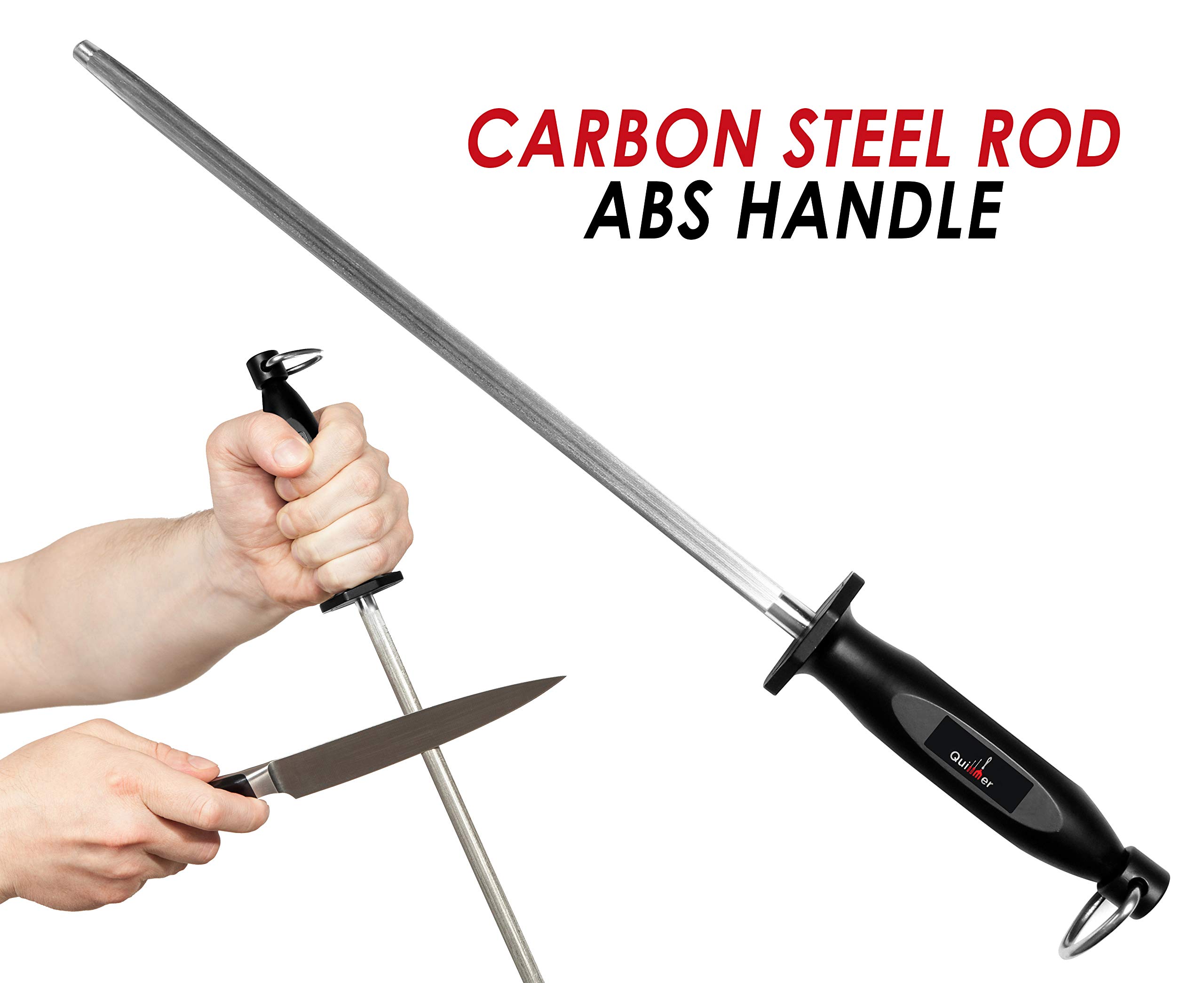 Knife Sharpening Rod | 10" Chromium Plated Stainless steel knife honing tool| Knife sharpener for kitchen with PVC Sleeve | High carbon steel knife sharpener | High function cutlery sharpener