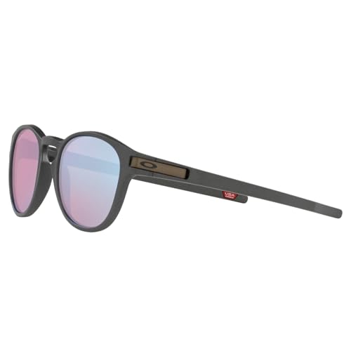 Oakley Men's OO9265 Latch Oval Sunglasses, Steel/Prizm Snow Sapphire, 53 mm