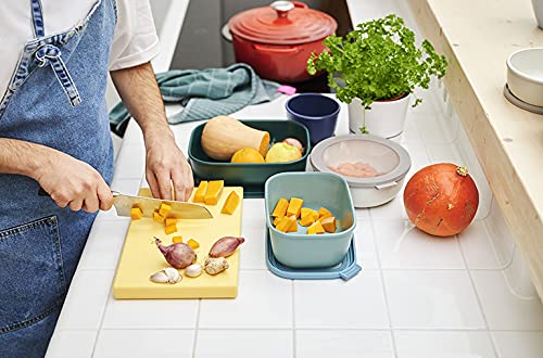 Mepal, Cirqula Set of 4 Multi Food Storage and Serving Bowls with Lids, Food Prep Containers, Deep, Nordic Pine, 1 each (17oz, 34oz, 68oz,101oz), 1 Set