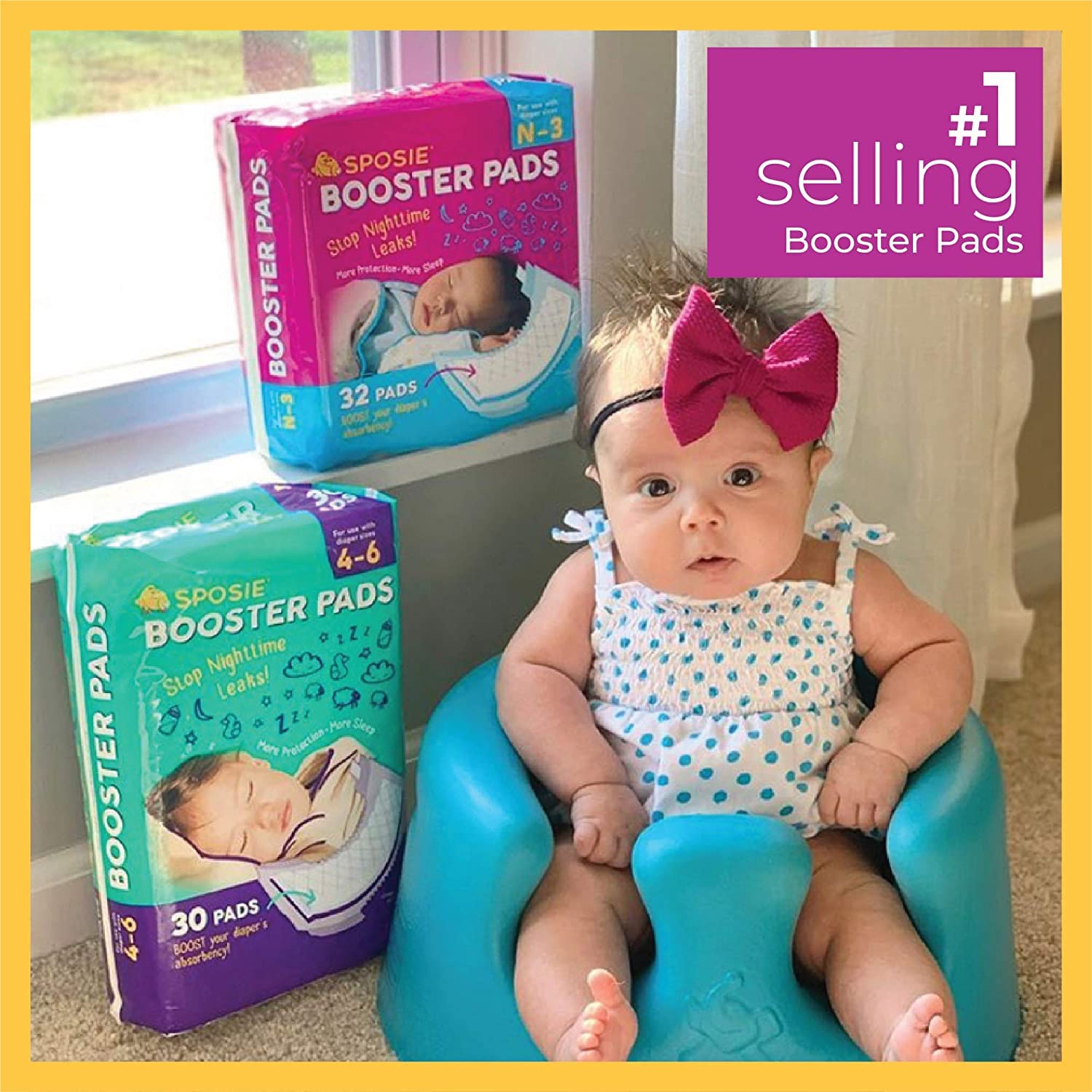 Sposie Diaper Booster Pads - Diaper Pads Inserts Overnight, Cloth Diaper Inserts and Overnight Diapers Size 4-6 and N-3, Diaper Liners Baby Products
