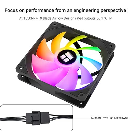 Thermalright TL-C12C-S X3 CPU Fan 120mm ARGB Case Cooler Fan, 4pin PWM Silent Computer Fan with S-FDB Bearing Included, up to 1500RPM Cooling Fan(3 Quantities)