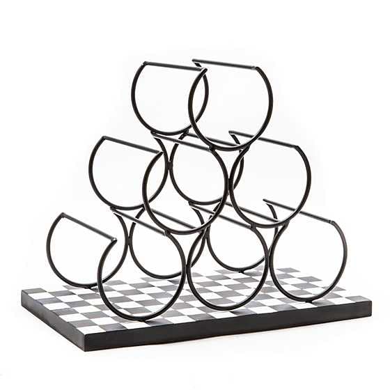 MACKENZIE-CHILDS Courtly Check Wine Rack, Decorative Wine Storage, Standing Wine Rack for Kitchen Counter or Bar Shelves