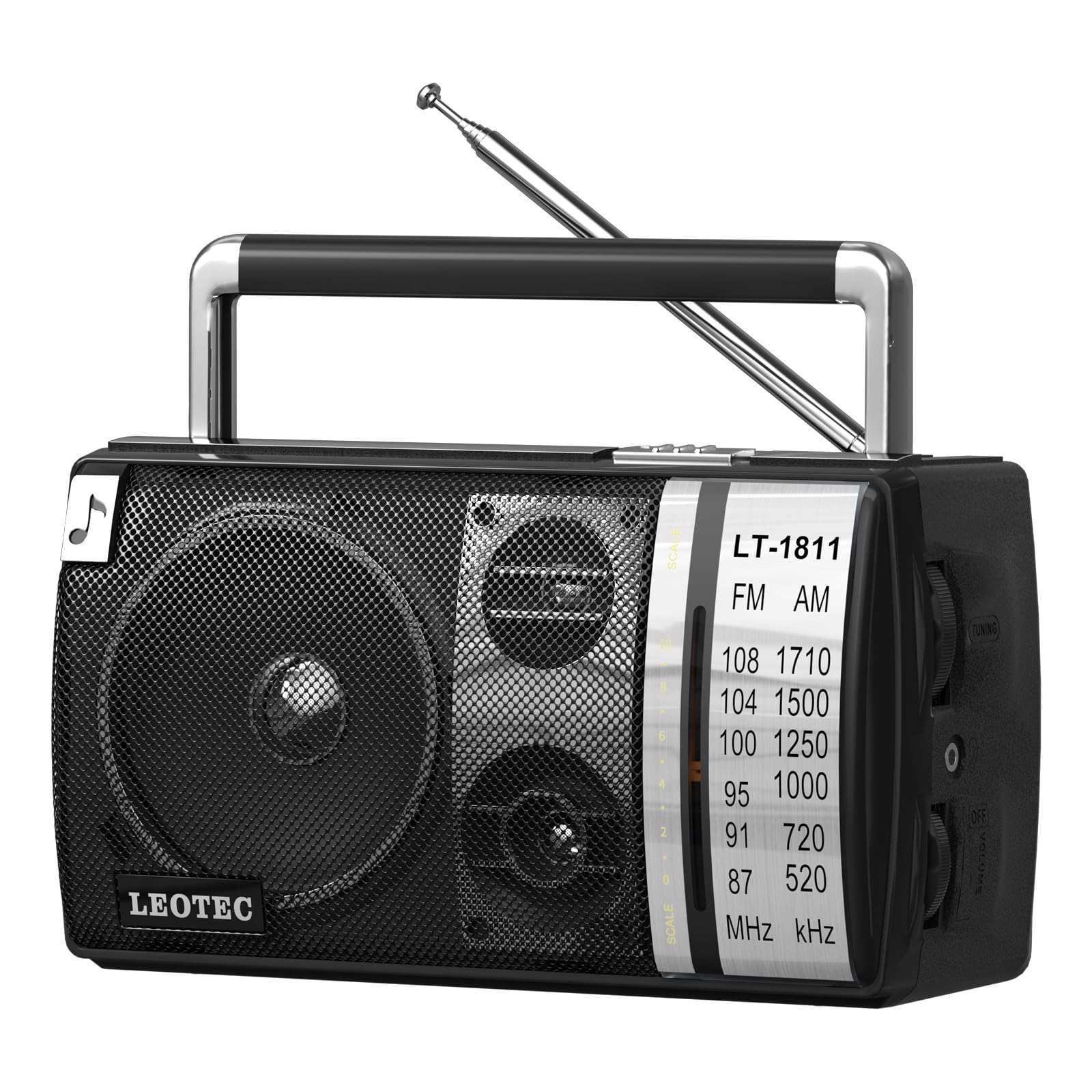 LEOTEC AM FM Radio, Portable Bluetooth Radio, Plug in Wall or Battery Operated Best Reception with Headphone Jack, Handheld Great for Home, Outdoor, Red