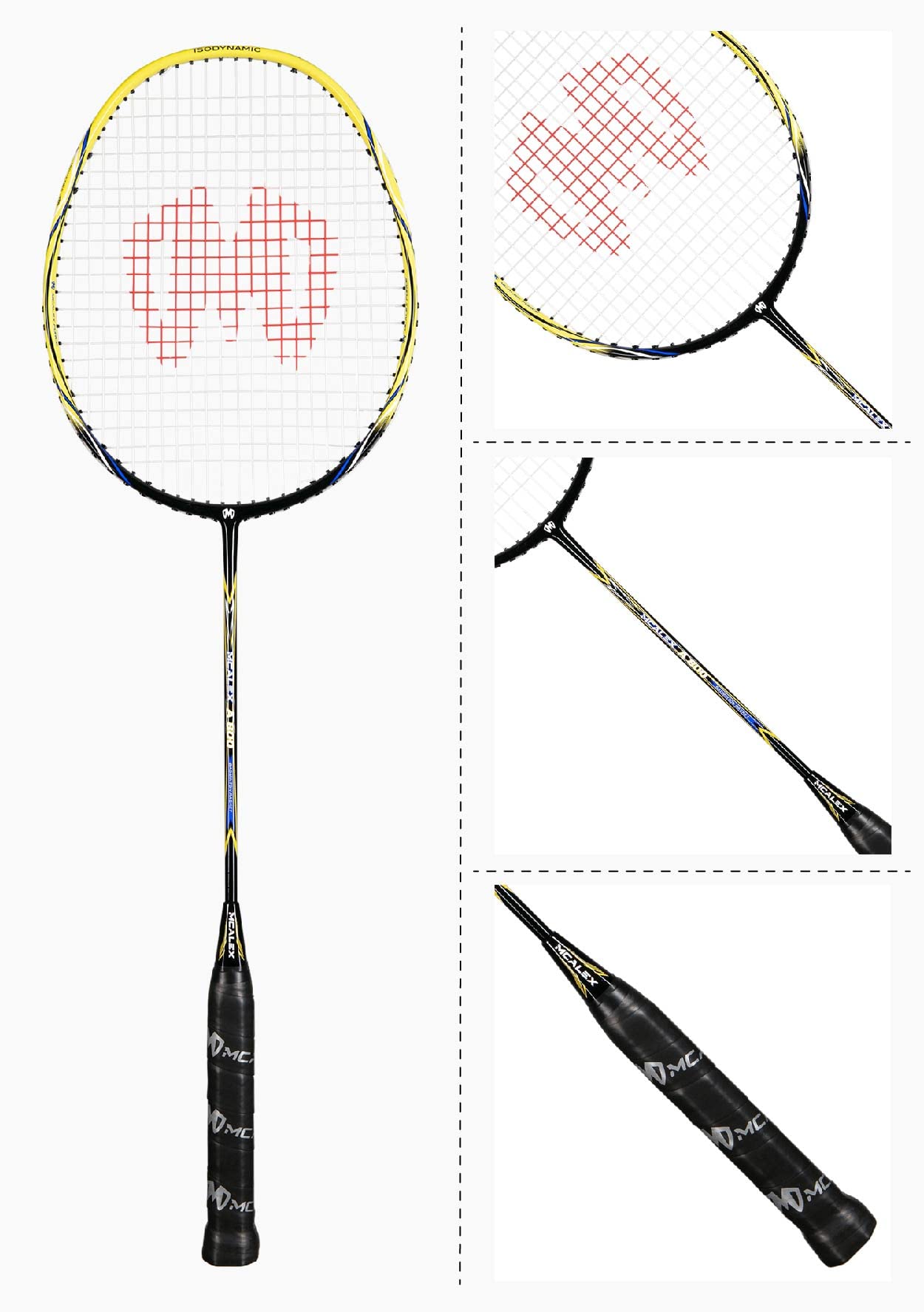 MCALEX Graphite Badminton Rackets Set of 2 for Backyard Games Suitable for Amateurs and Professionals, Badminton Set Including 1 Badminton Bag, 2 Rackets (Blue/Black)