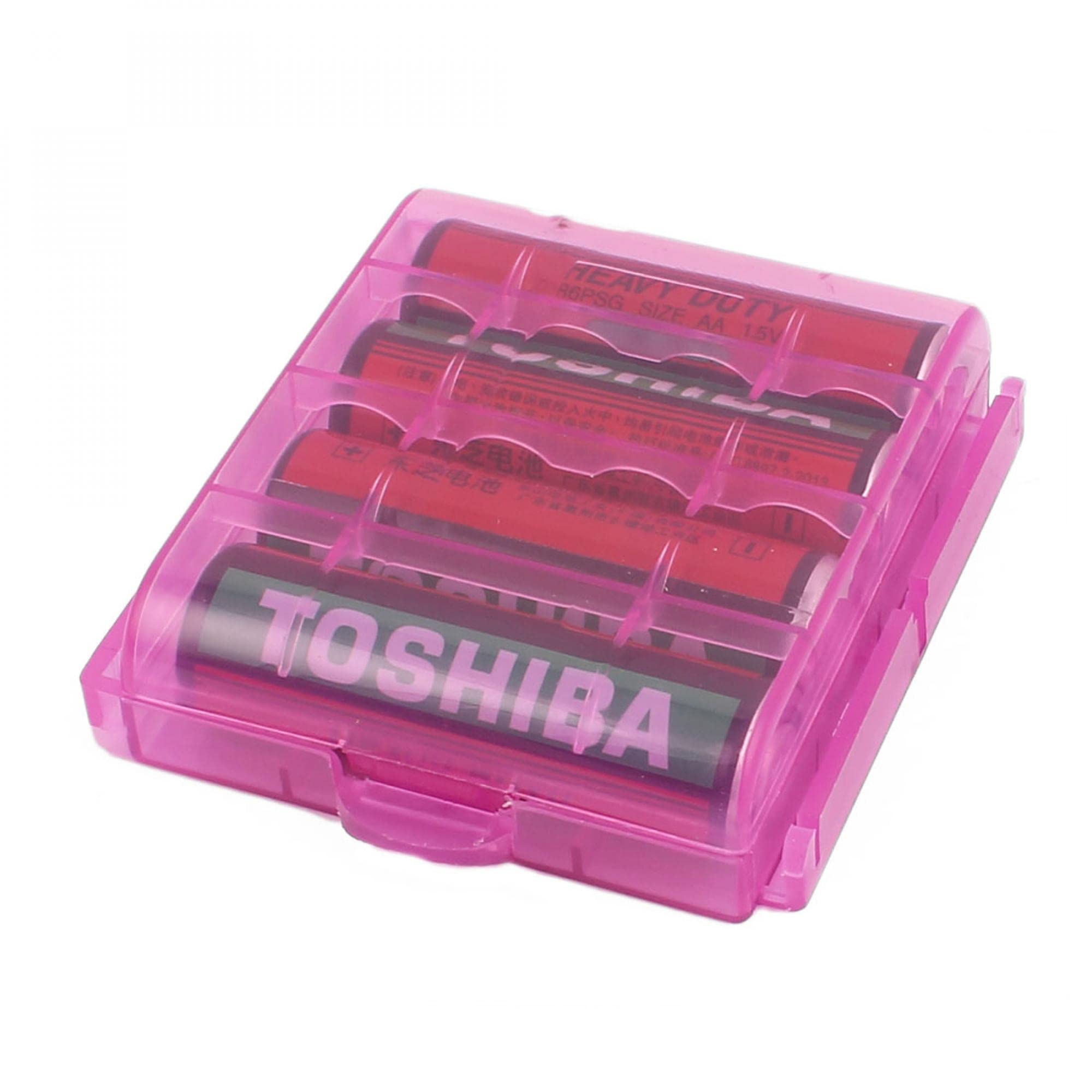 sourcing map AA Battery Container Case Storage Box Holder Plastic 4 Capacity Red 5 Pcs