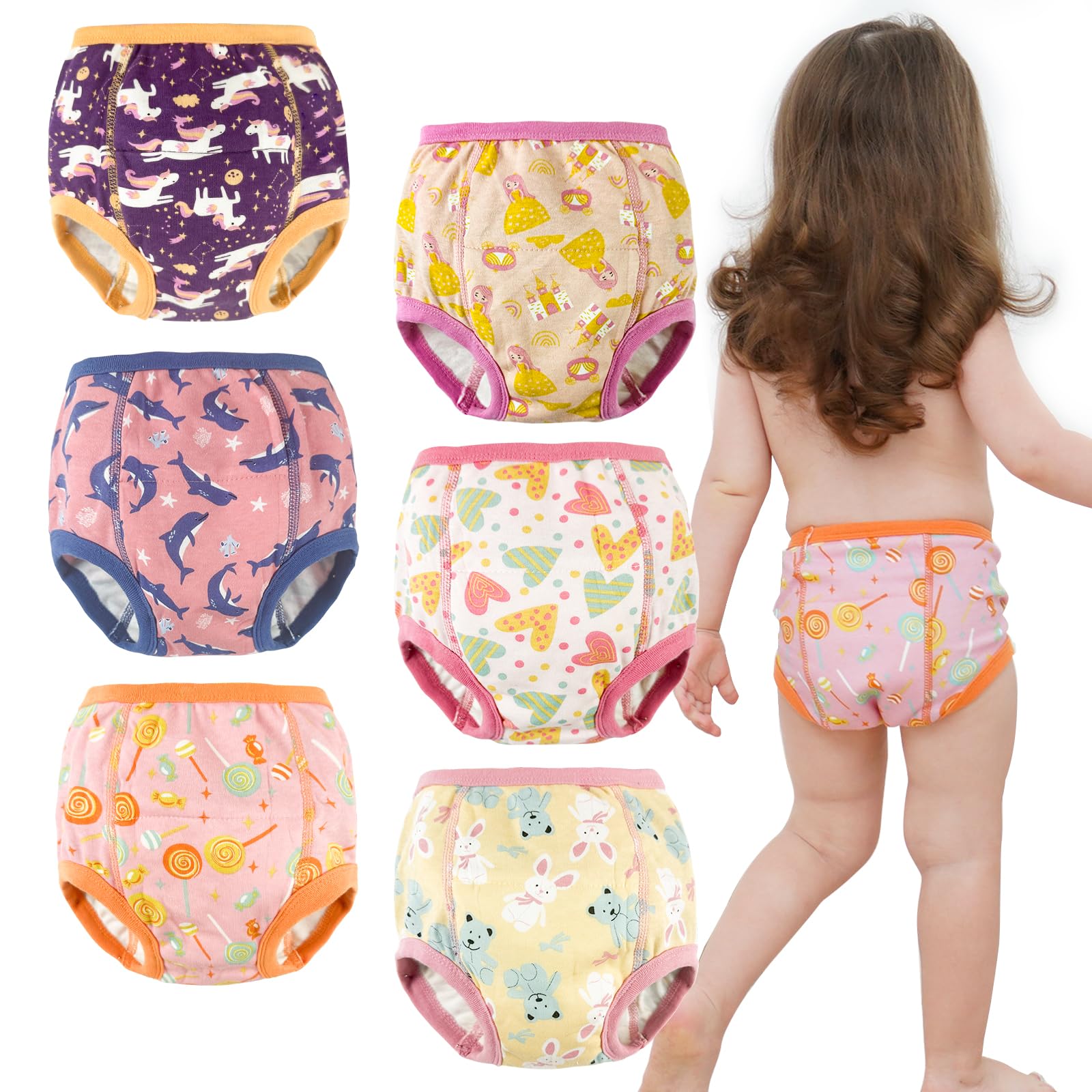 SMULPOOTI Baby Girl Potty Training Pants Comfy and Thick Cotton Potty Training Underwear for Girls 3T