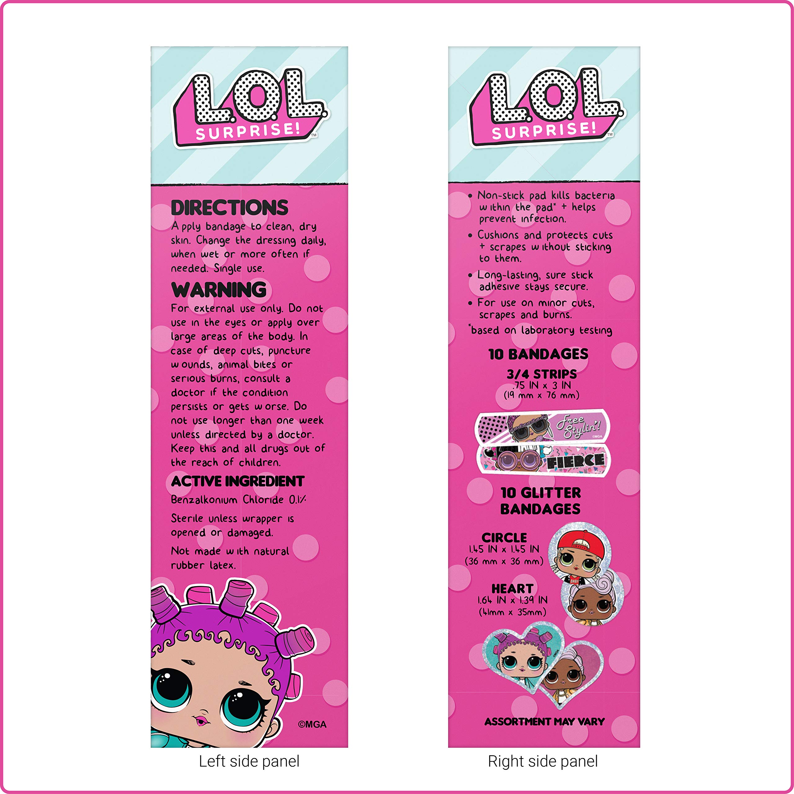 LOL Surprise! Shapes Glitter Kids Bandages, 20 CT, 3 Pack | Wear Like Stickers, Adhesive Bandages for Minor Cuts, Scrapes, Burns. Great Stocking Stuffer or White Elephant