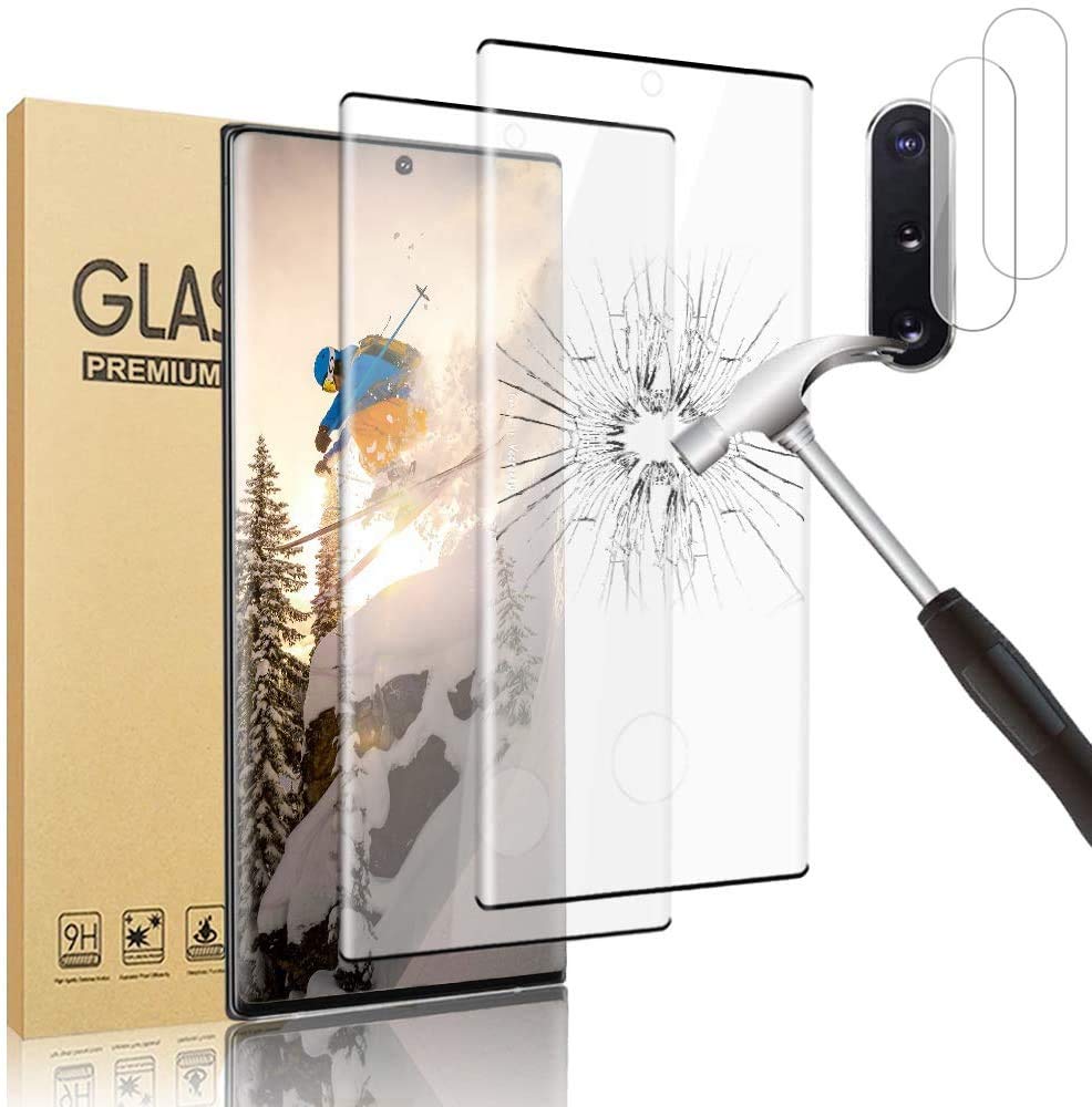 LETANG [2+2 Pack ] Galaxy S23 Ultra Screen Protector with Camera Lens Protector, 9H Hardness, Support Fingerprint, 3D Curved Tempered Glass Film for Samsung Galaxy S23 Ultra 5G (6.8 Inch)