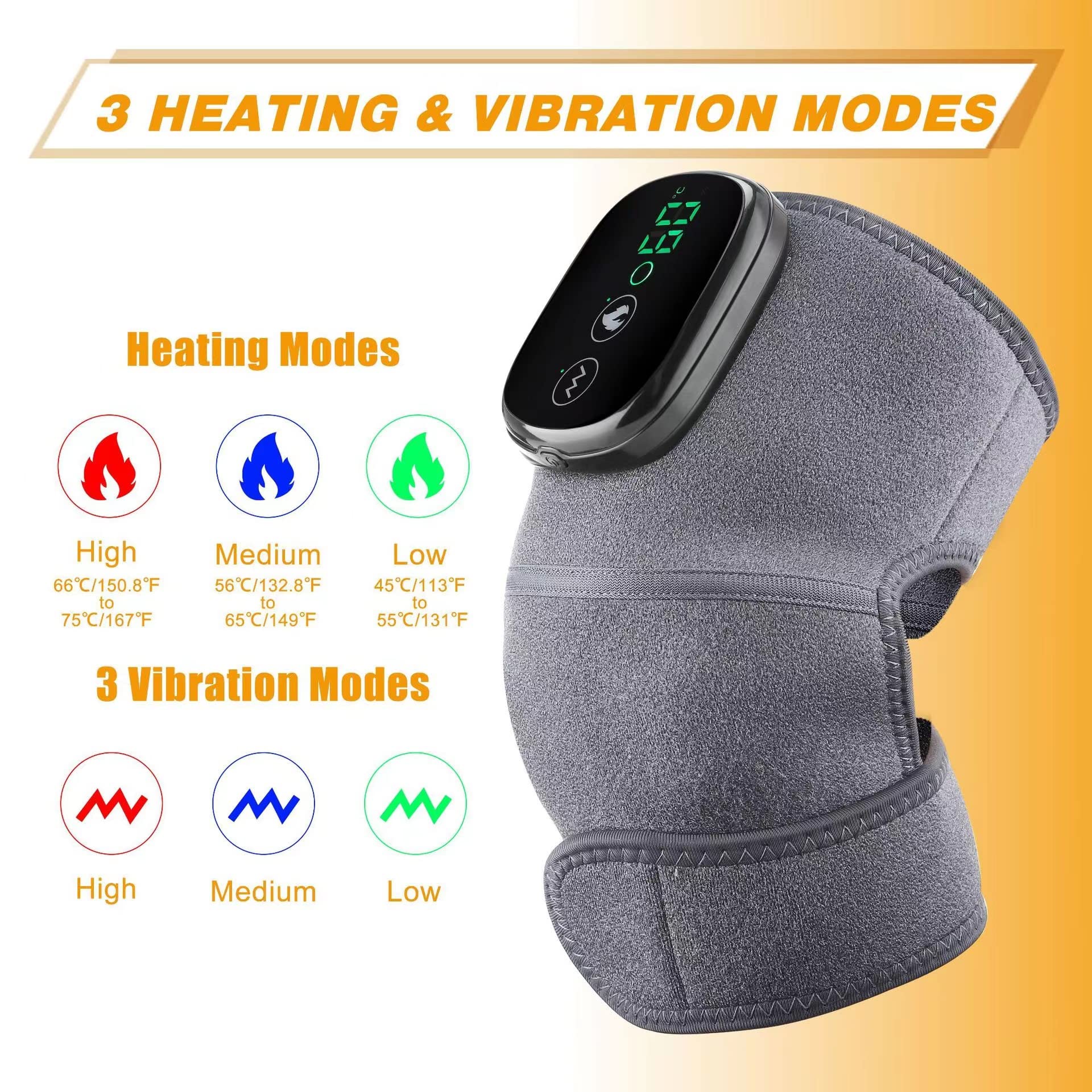 ONIYEA Knee Massager, Heated Knee Braces with Vibration, 3 Modes and 3 Intensities (1)
