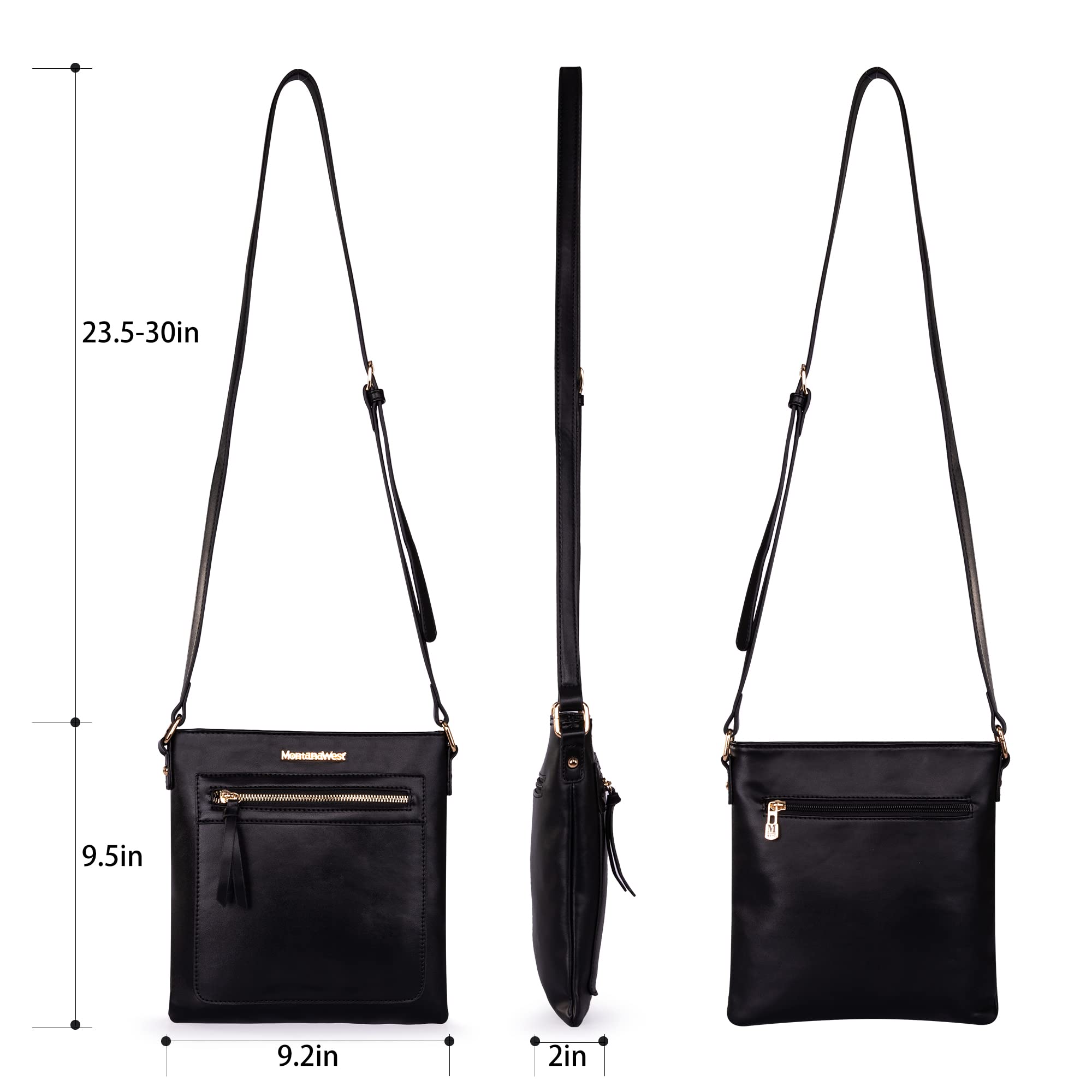 Montana West Collection Crossbody Bag for Women Side Messenger Purse Shoulder Crossover Adjustable Strap MBB-MWC-136BK, Black