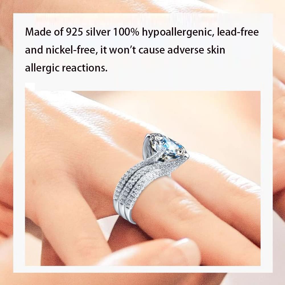 MJJLT Super Flash Diamond Ring, Bridal Set Elegant Rings Women Wedding Engagement Fashion Jewelry,Full Shiny Cubic Zircon Female Ring-No.8