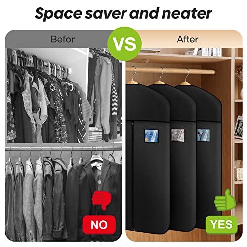 Vodiver Oxford Fabric Garment Bag Hanging Clothes Travel Suit Bag with Clear Window for Suits, Coats, T-Shirts, Jackets. (Blue, 40-inch-2 packs)