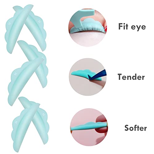 Lash Lift Pads,DIY Eyelash Lift Pads,Eyealsh Perm Rods, Lash Lifting at Home 10 Pcs Sky Blue Pads 5 Size SMM1M2L Reusable Soft Silicone Shields