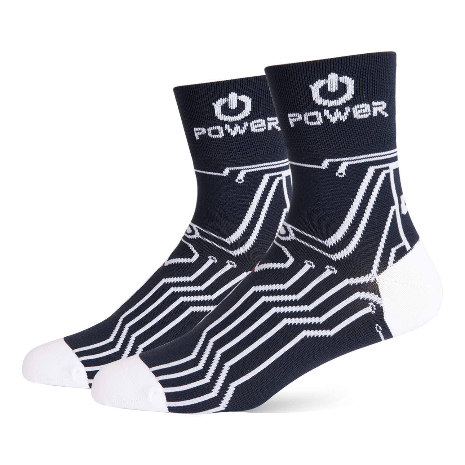 LIN Men's Cycling Socks -Moisture Wicking Athletic Crew Socks for Mountain Road Bike 1 Pack