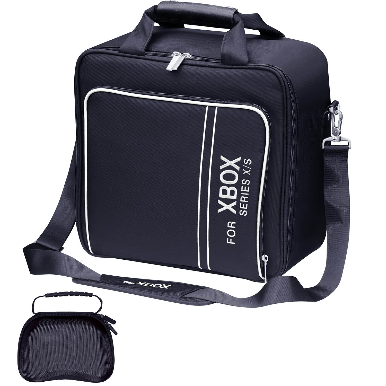 oamarando Carrying Case for XBOX ,Compatible with XBOX SERIES X/S, Travel Storage Bag for XBOX Controllers and Accessories,with Controller Protection Box(Black-White)