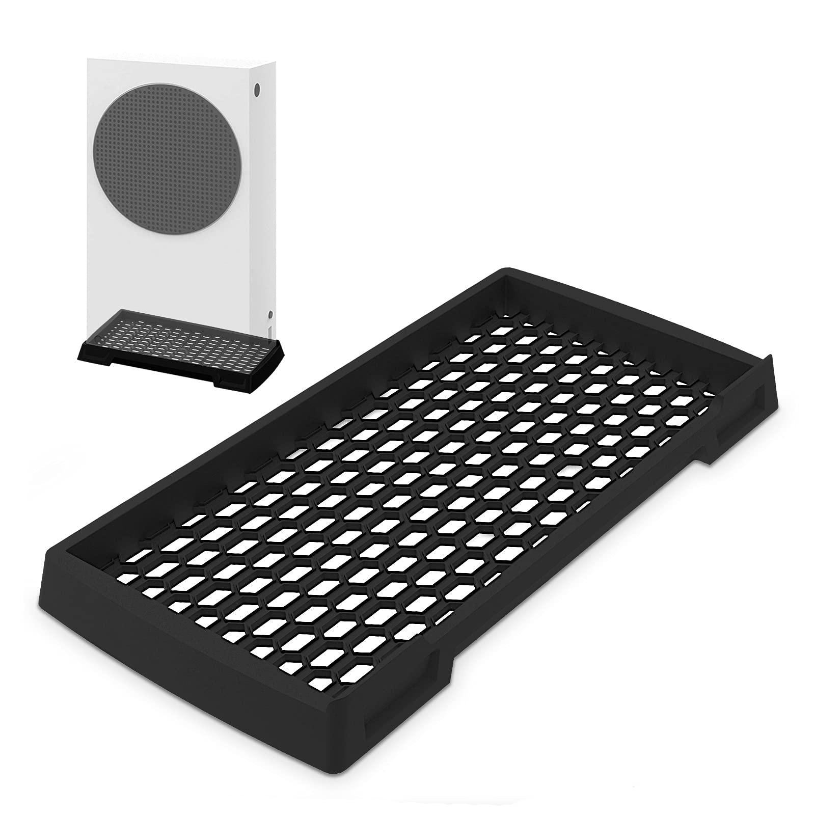 Linkidea Vertical Stand for Xbox Series S, SeriesS Console Stand Accessories, Cooler Holder, Built-in Cooling Vents with Non-Slip Feet (Black)