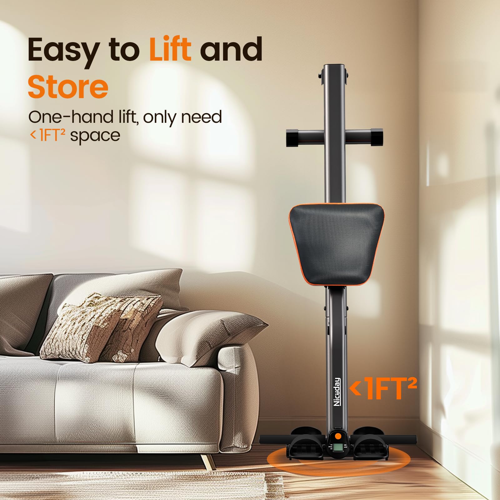Niceday Hydraulic Rowing Machines for Home Use with 16-Level Adjustable Resistance and 300 LB Loading Capacity