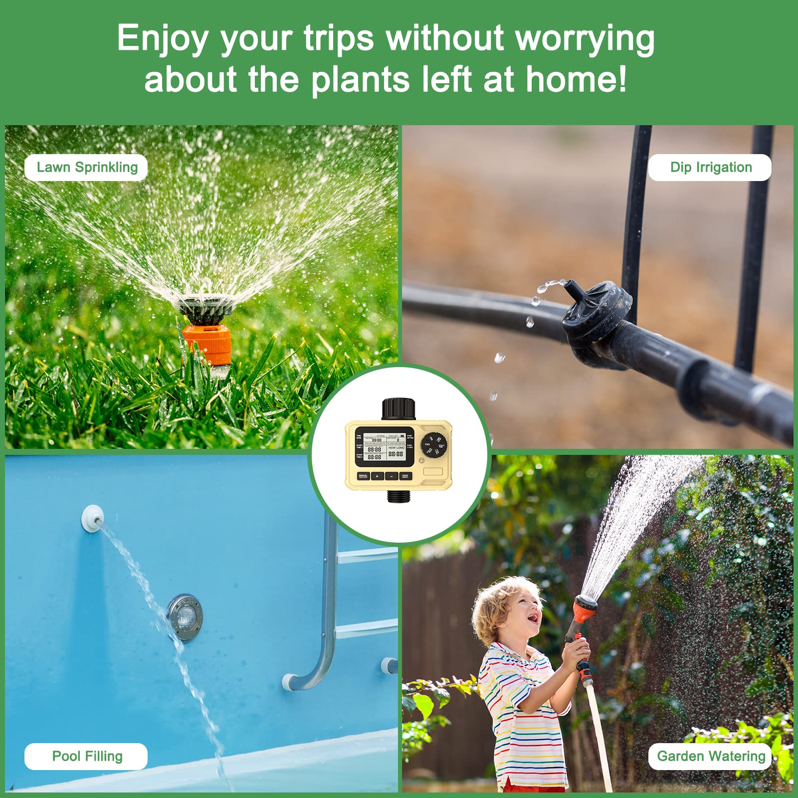 Sprinkler Timer, Programmable Water Timer for Garden Hose, Automatic/Manual Watering, IP65 Waterproof, Ideal for Outdoor Garden Faucet, Drip Irrigation System, Yard/Lawn Watering,