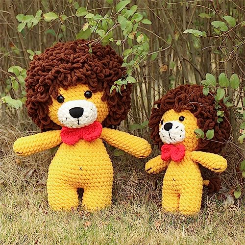 Lerchiyar Soft Chenille for Knitted Blankets,amigurumi Crochet, Fancy Crochet DIY Crafts, Baby Blankets,Knitted Crafts and Toy Dolls.(22-Brown,with 1 Crochet Hook)