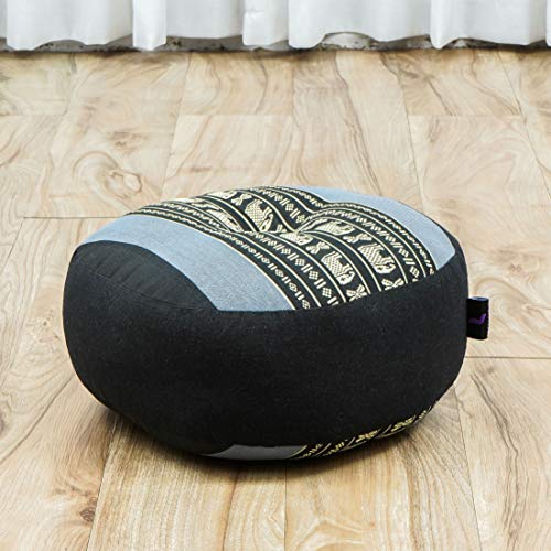Leewadee Meditation Cushion Set β 1 Small Zafu Yoga Pillow and 1 Small Roll-Up Zabuton Mat Filled with Kapok, Blue
